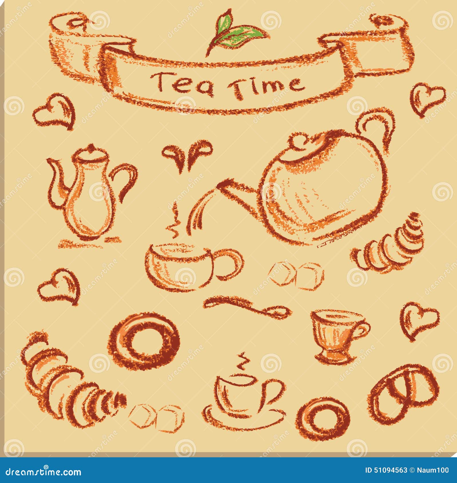 Tea Time , Beautiful Hand Drawn Illustration, Vector. Stock Vector ...