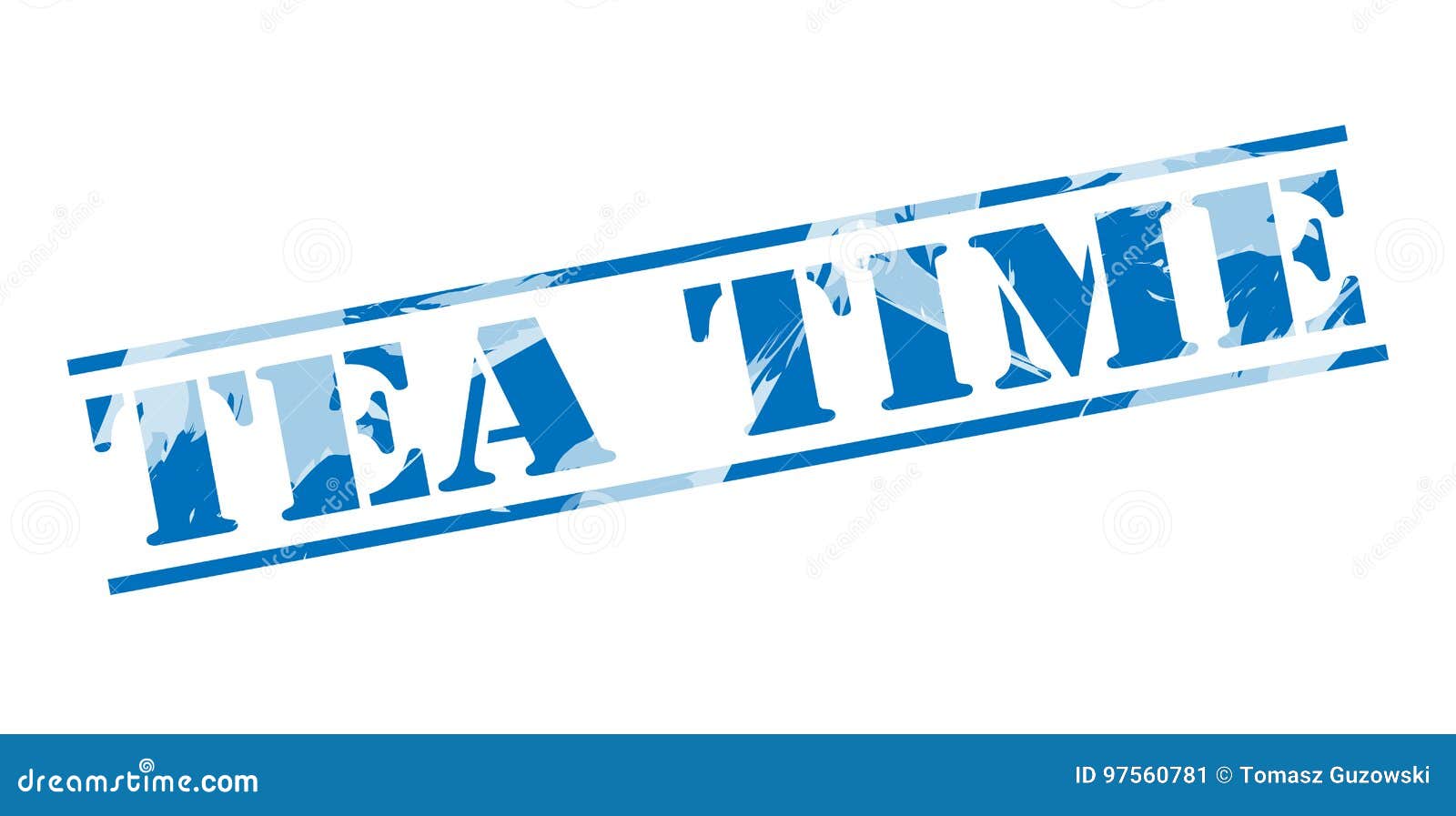 Tea time blue stamp stock illustration. Illustration of white - 97560781