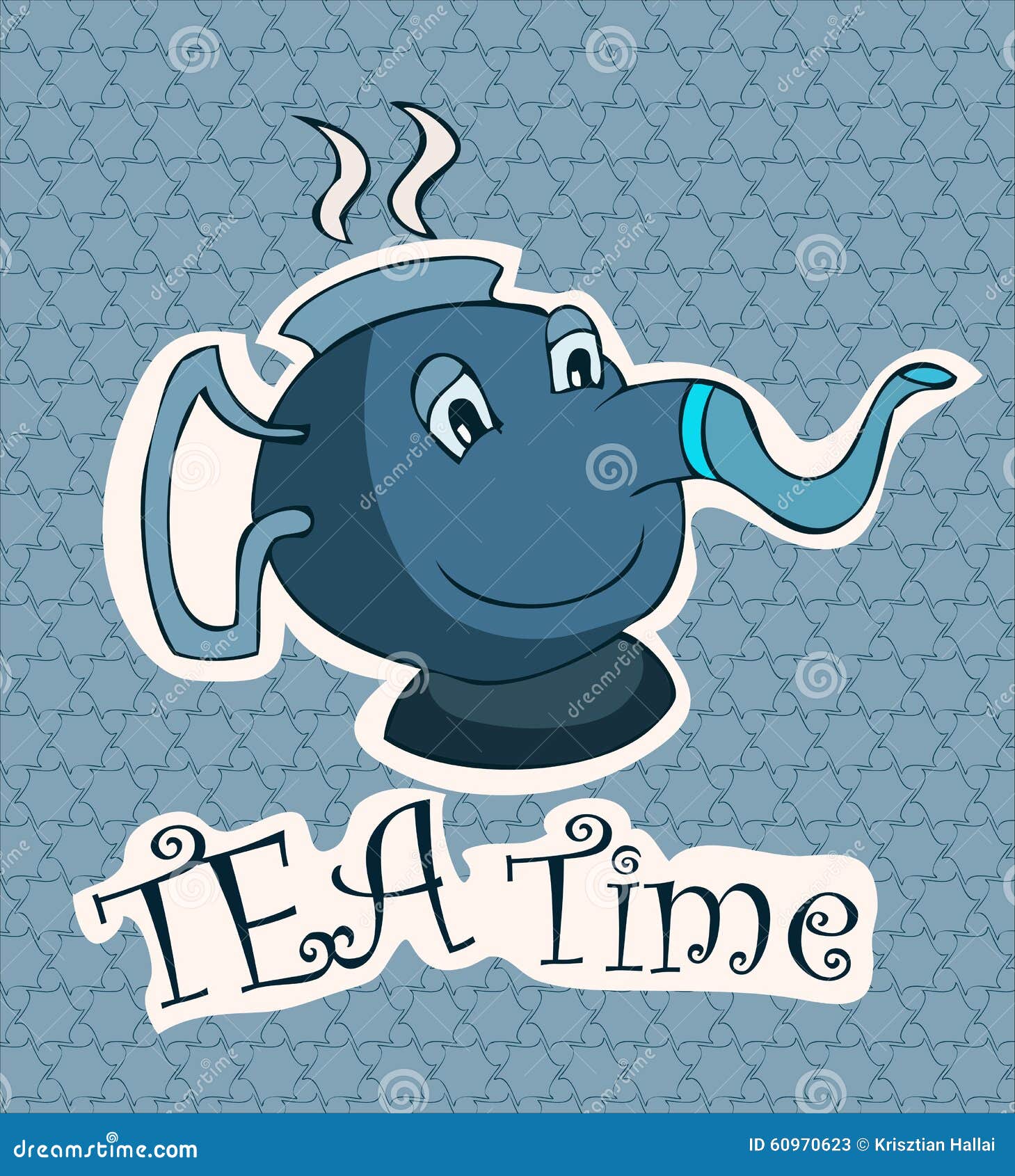 Tea Time Card with a Cartoon Teapot. Stock Vector - Illustration of ...