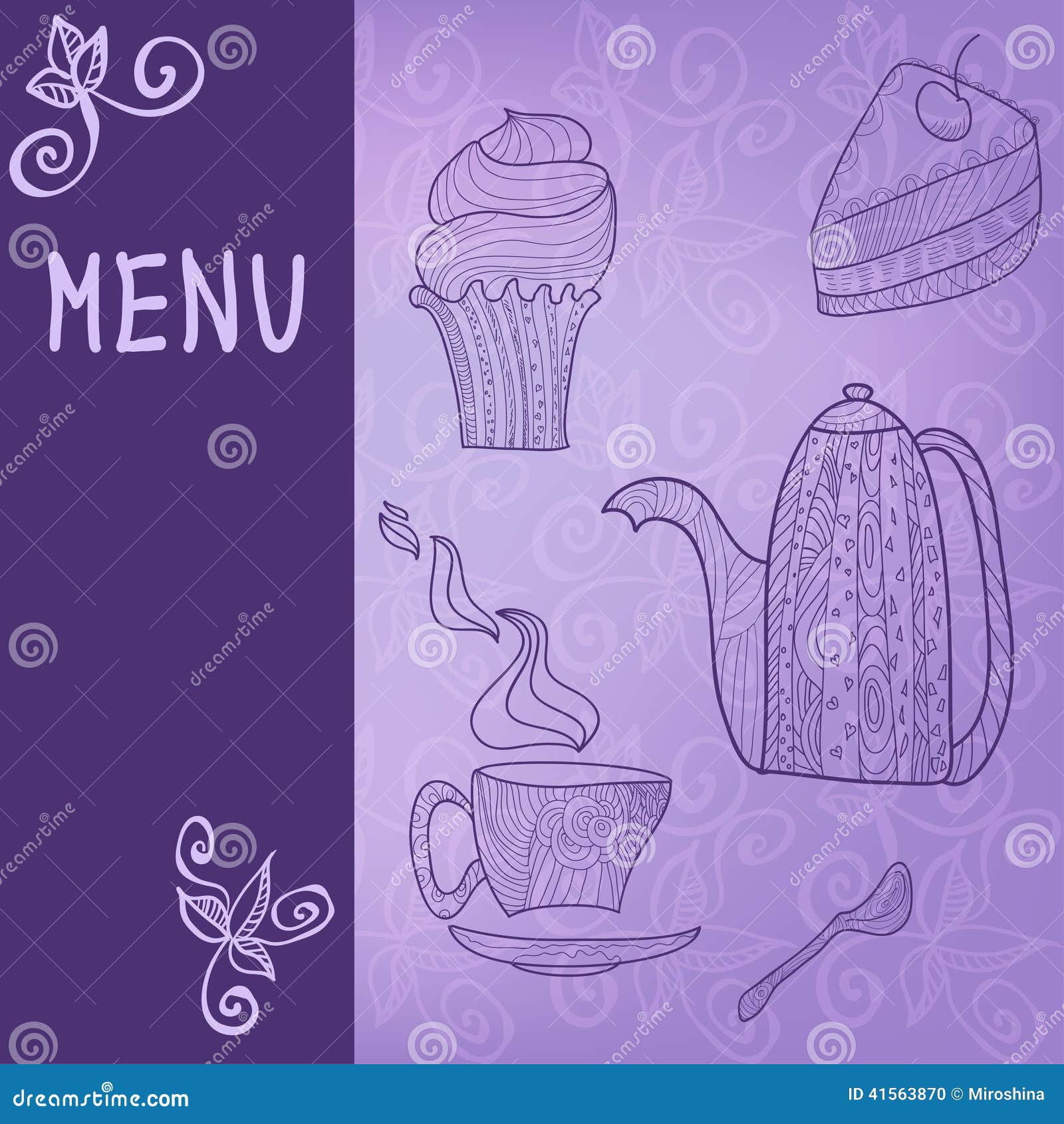 Tea time card menu stock vector. Illustration of menu - 41563870