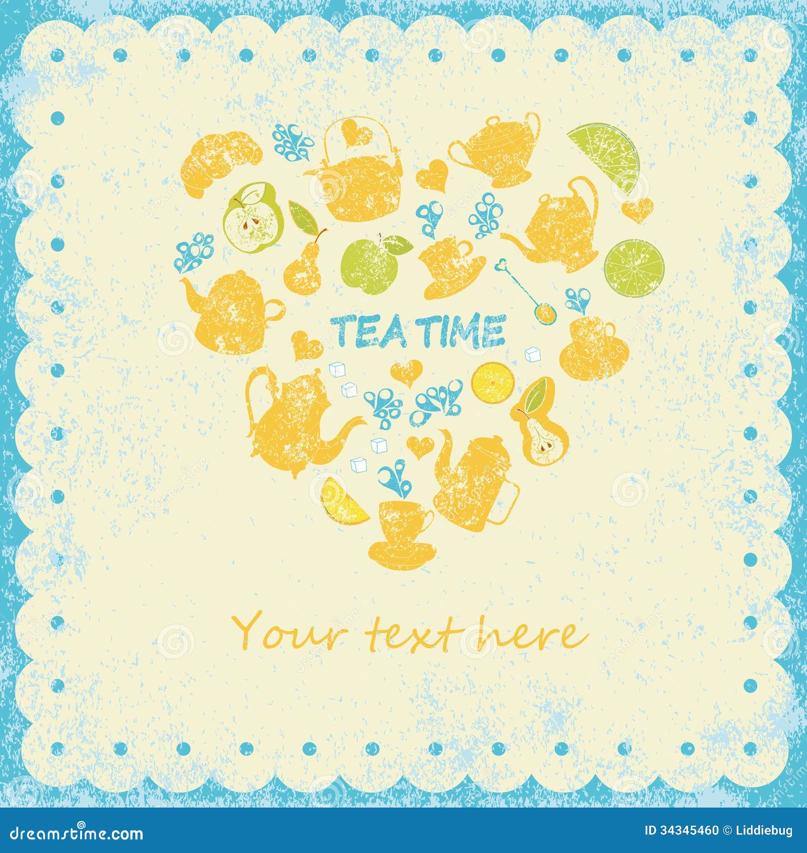 Tea time card stock illustration. Illustration of birthday - 34345460
