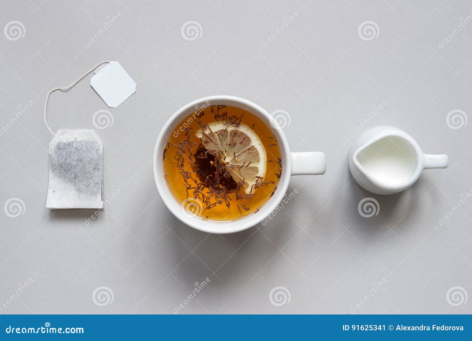 Tea Time. Cup of Hot Black Tea on the Blue Background, Top View Stock ...