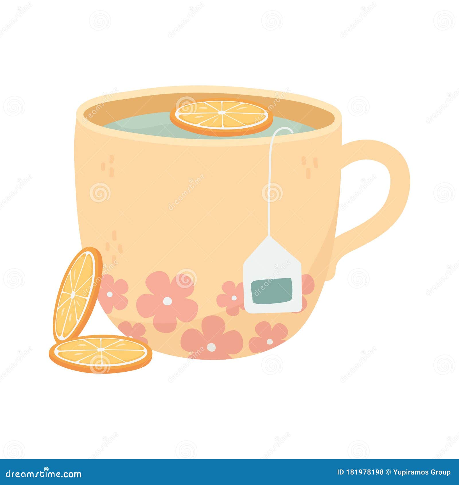 Tea Time, Cup of Tea with Orange Slices and Tea Bag Fresh Drink Stock ...