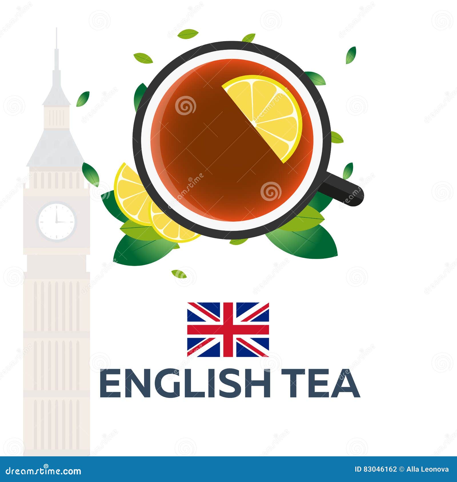 Tea Time. Cup of Tea with Lemon. English Tea. Vector Illustration ...