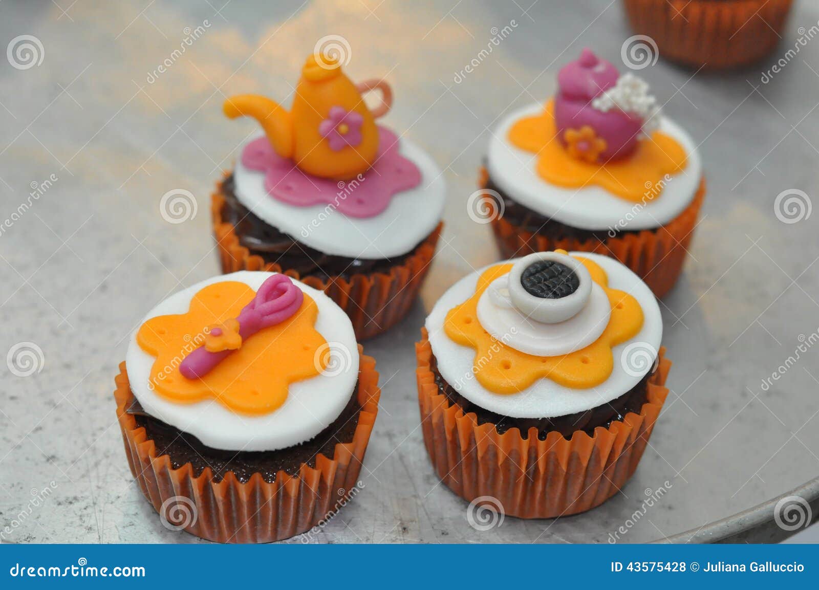 Tea time cupcakes stock photo. Image of teapot, sugar - 43575428