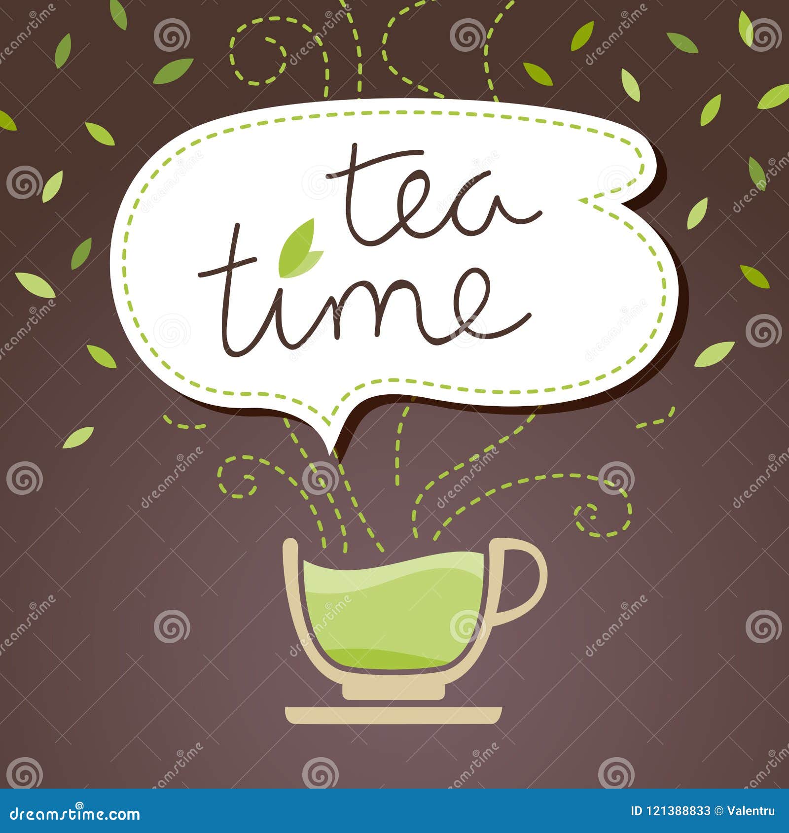 Tea time design with cup stock vector. Illustration of line - 121388833