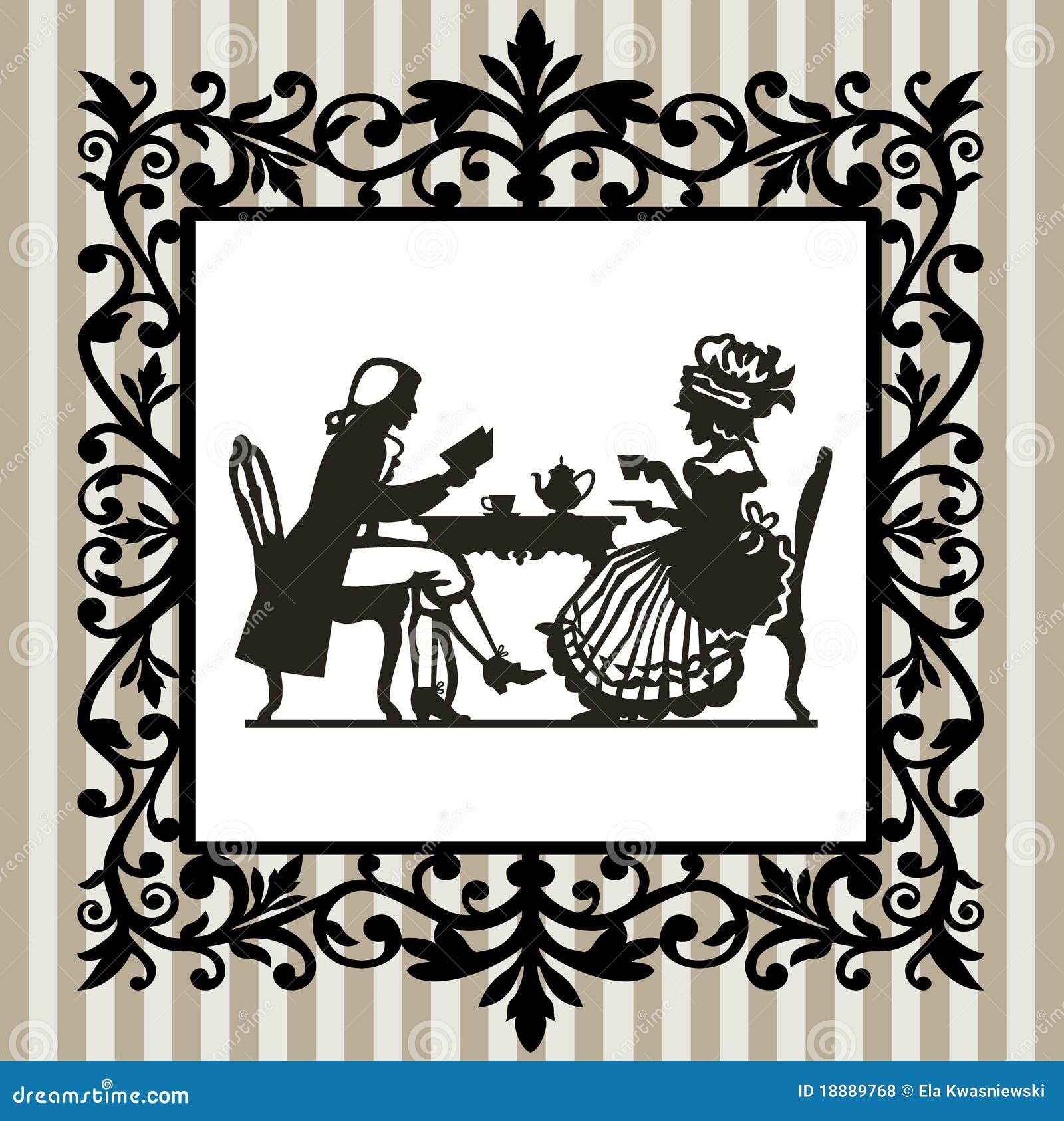 Tea time with frame stock vector. Illustration of woman - 18889768