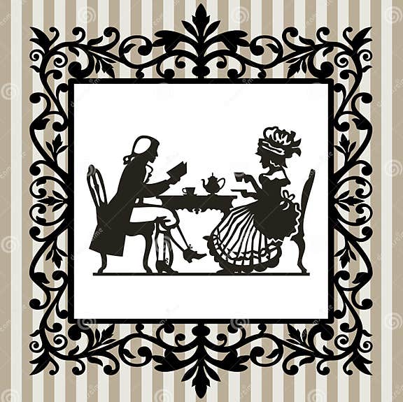 Tea time with frame stock vector. Illustration of woman - 18889768