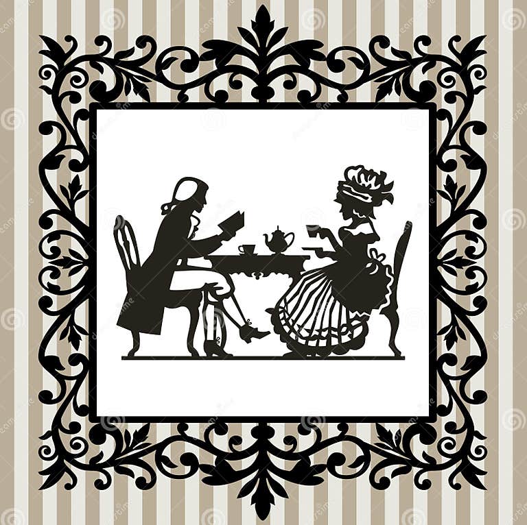 Tea time with frame stock vector. Illustration of woman - 18889768