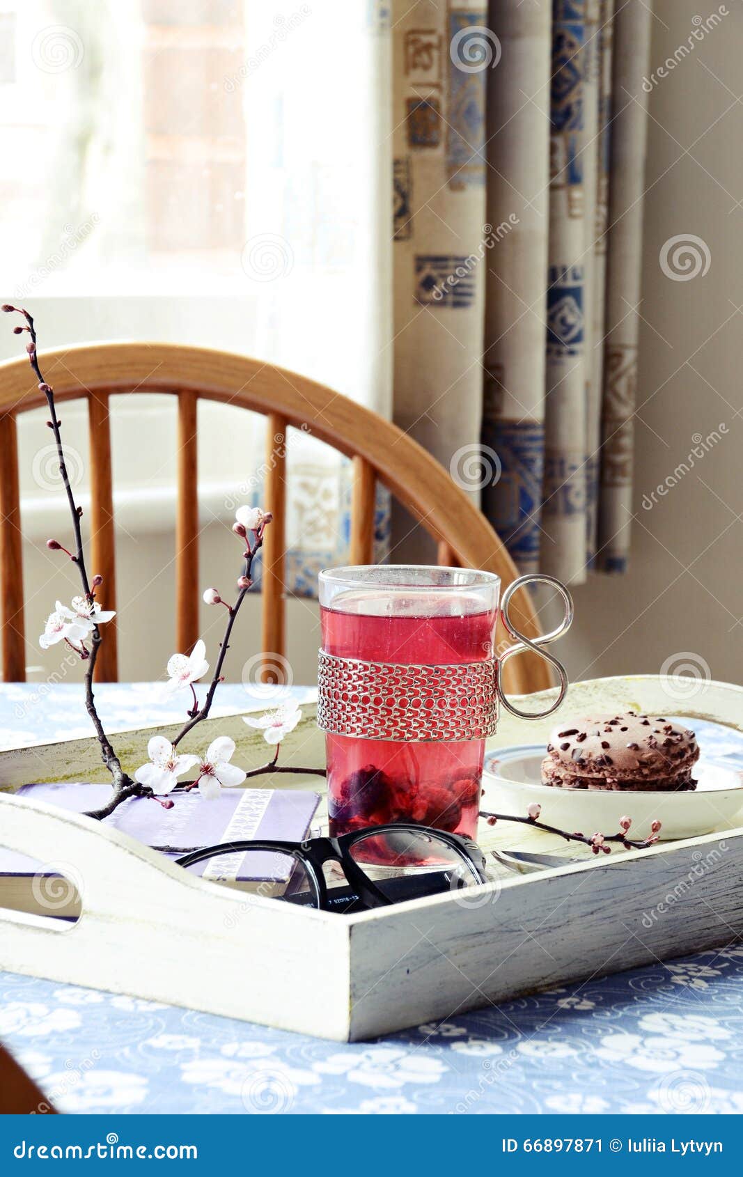 Tea time stock image. Image of book, table, chair, glass - 66897871