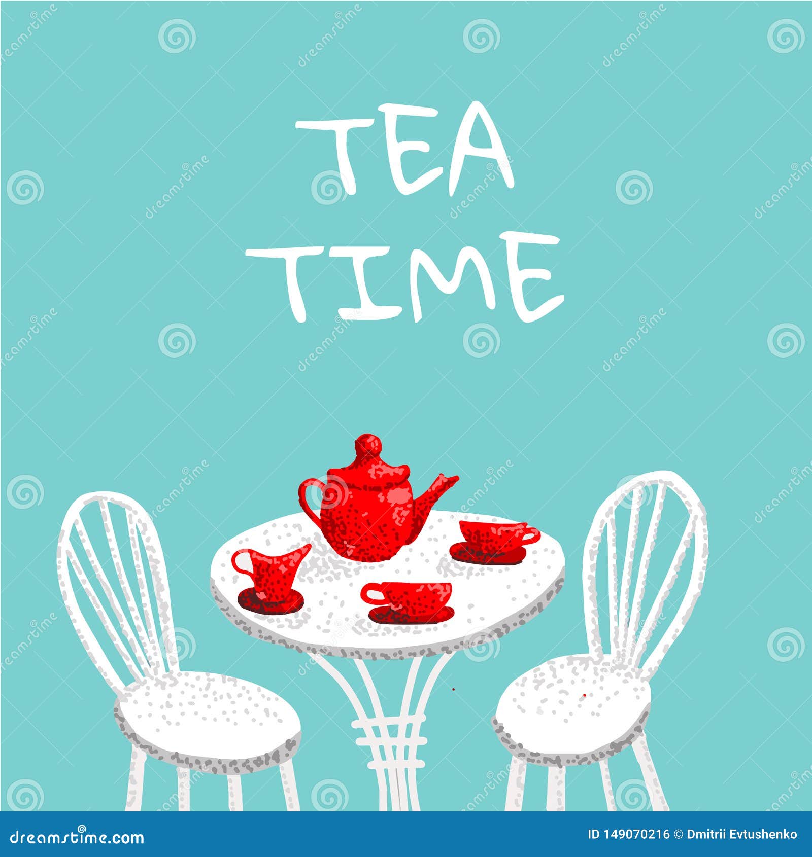 Tea Time Hand Drawn Cartoon Vector Illustration Stock Vector ...