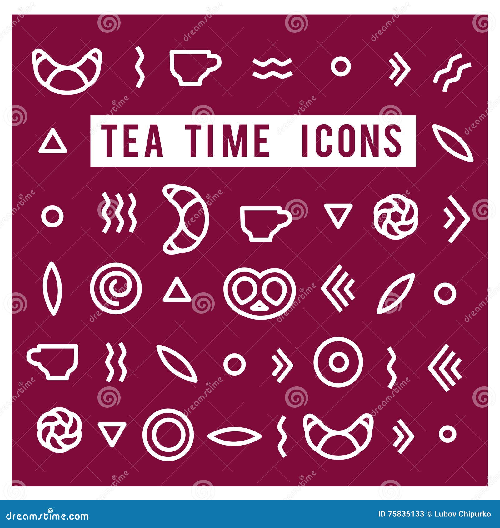 Tea time icons stock illustration. Illustration of gingerbread - 75836133