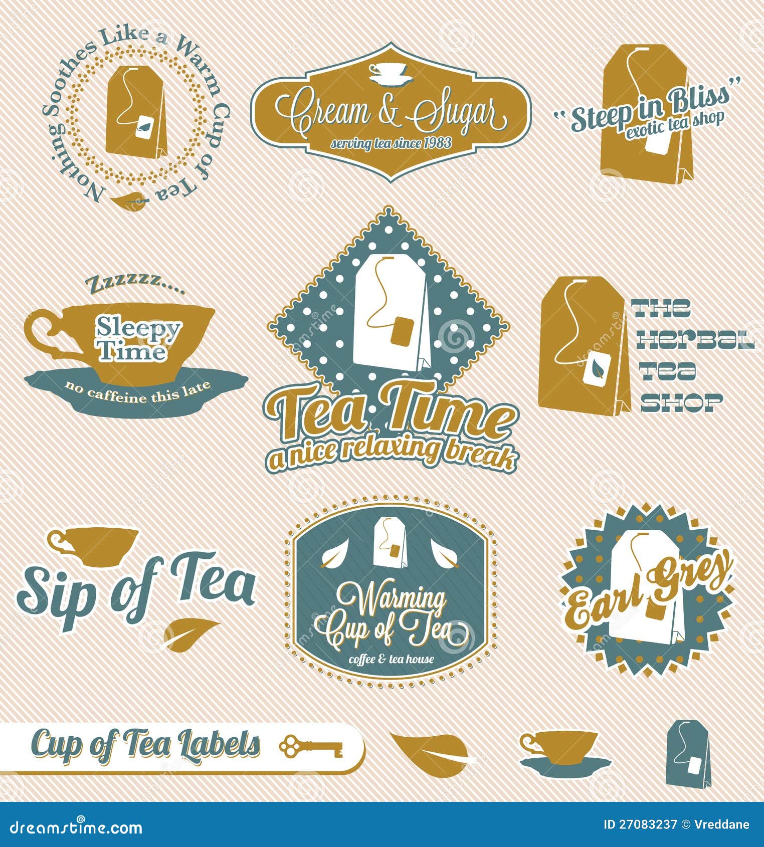 Tea Time Labels and Stickers Stock Vector - Illustration of group ...