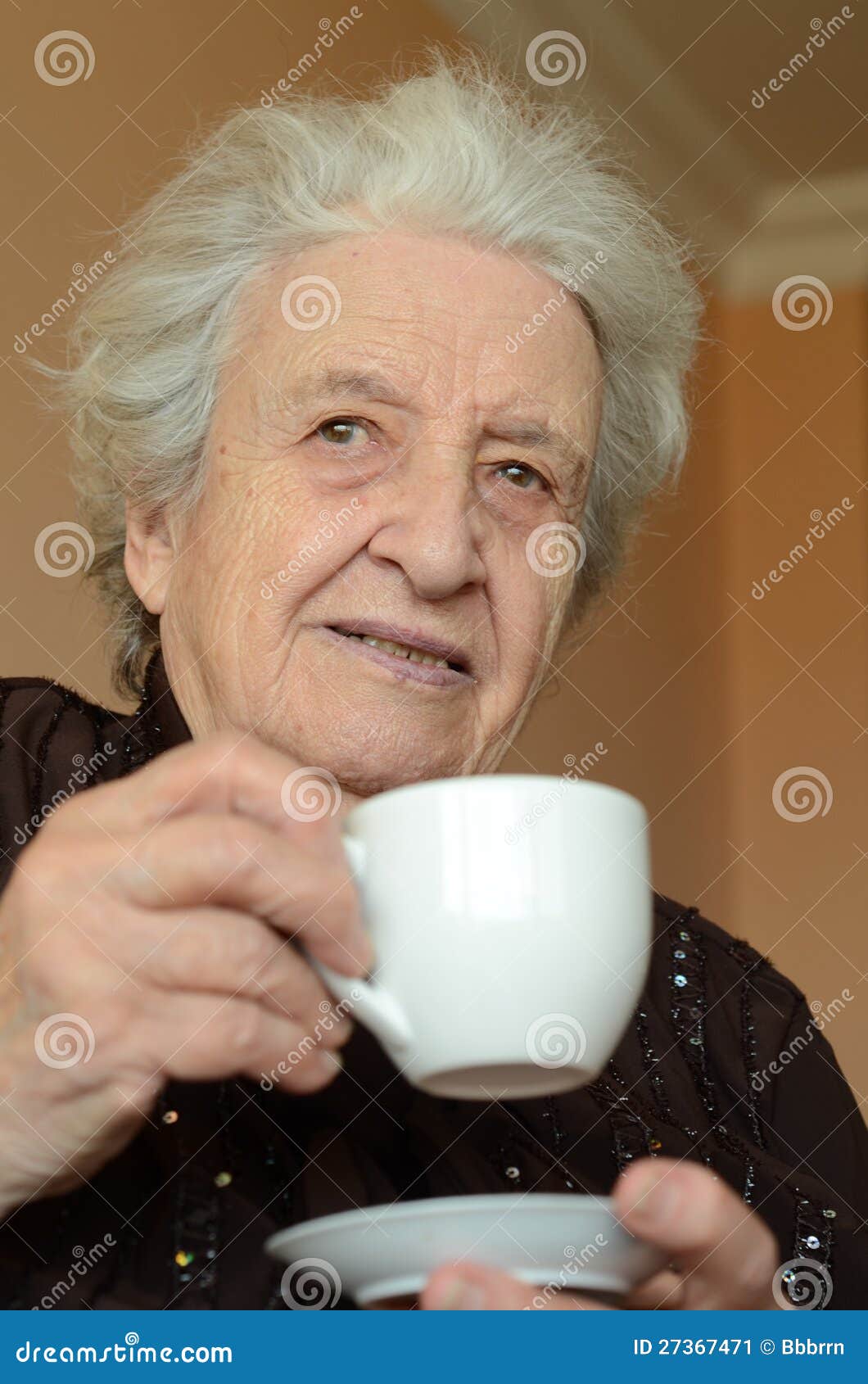 Tea time for lady stock image. Image of face, adult, happiness - 27367471