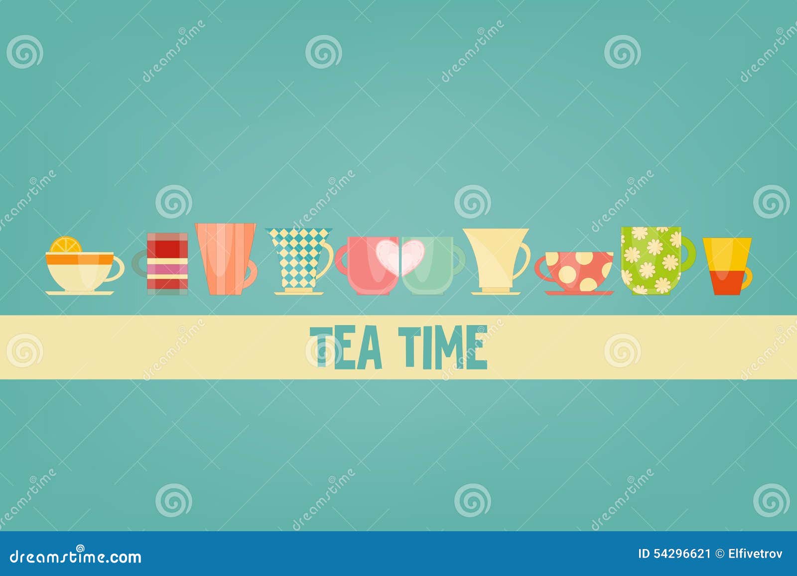 Tea Time stock vector. Illustration of time, party, card - 54296621
