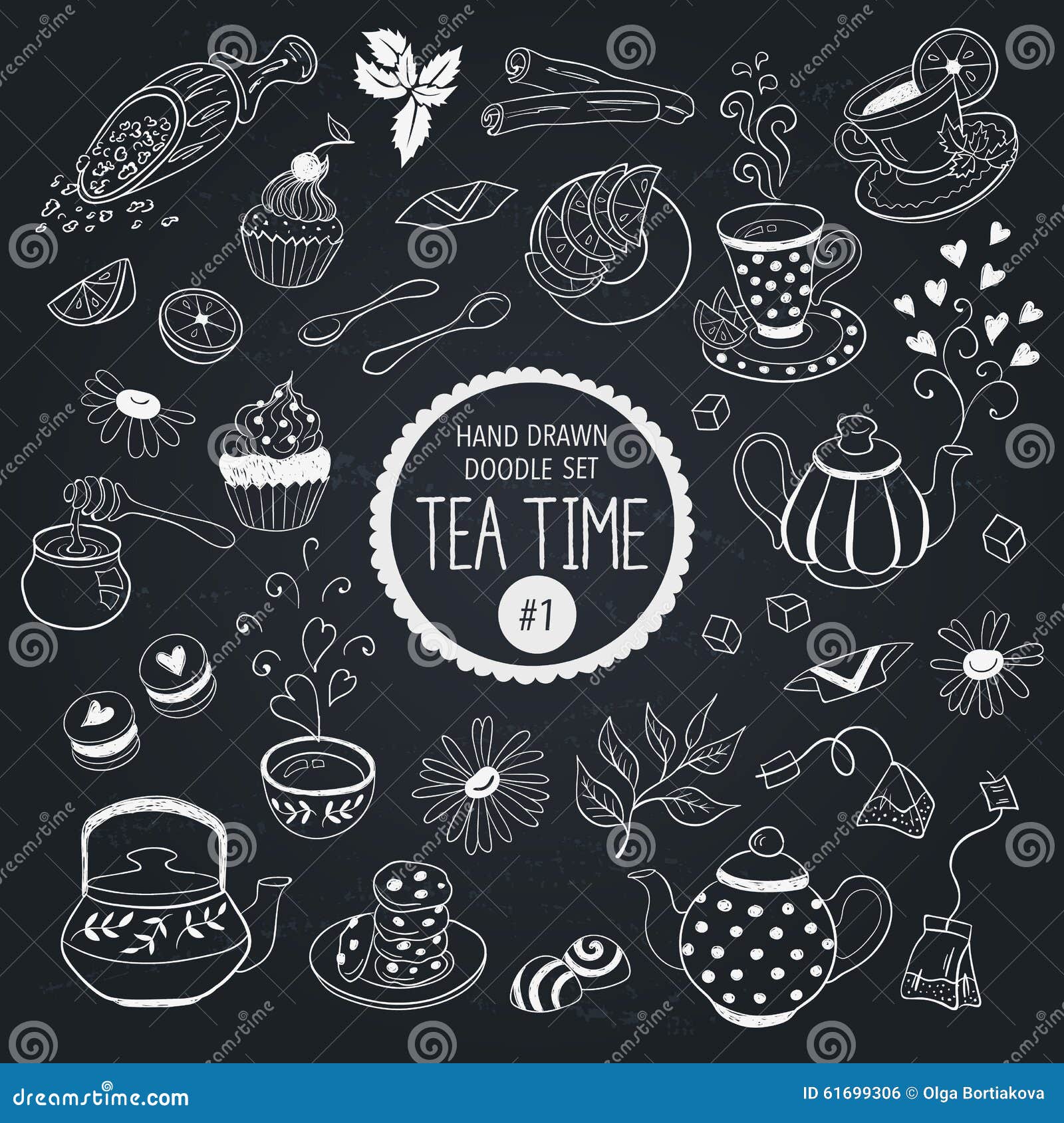 Tea time objects set stock vector. Illustration of spoon - 61699306