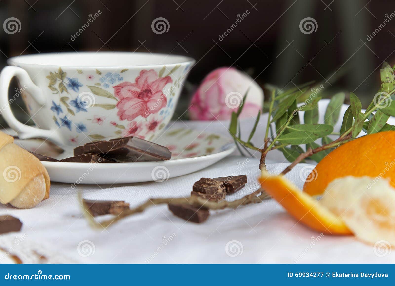 Tea Time Oranges and Chocolate Stock Image - Image of bake, romantic ...