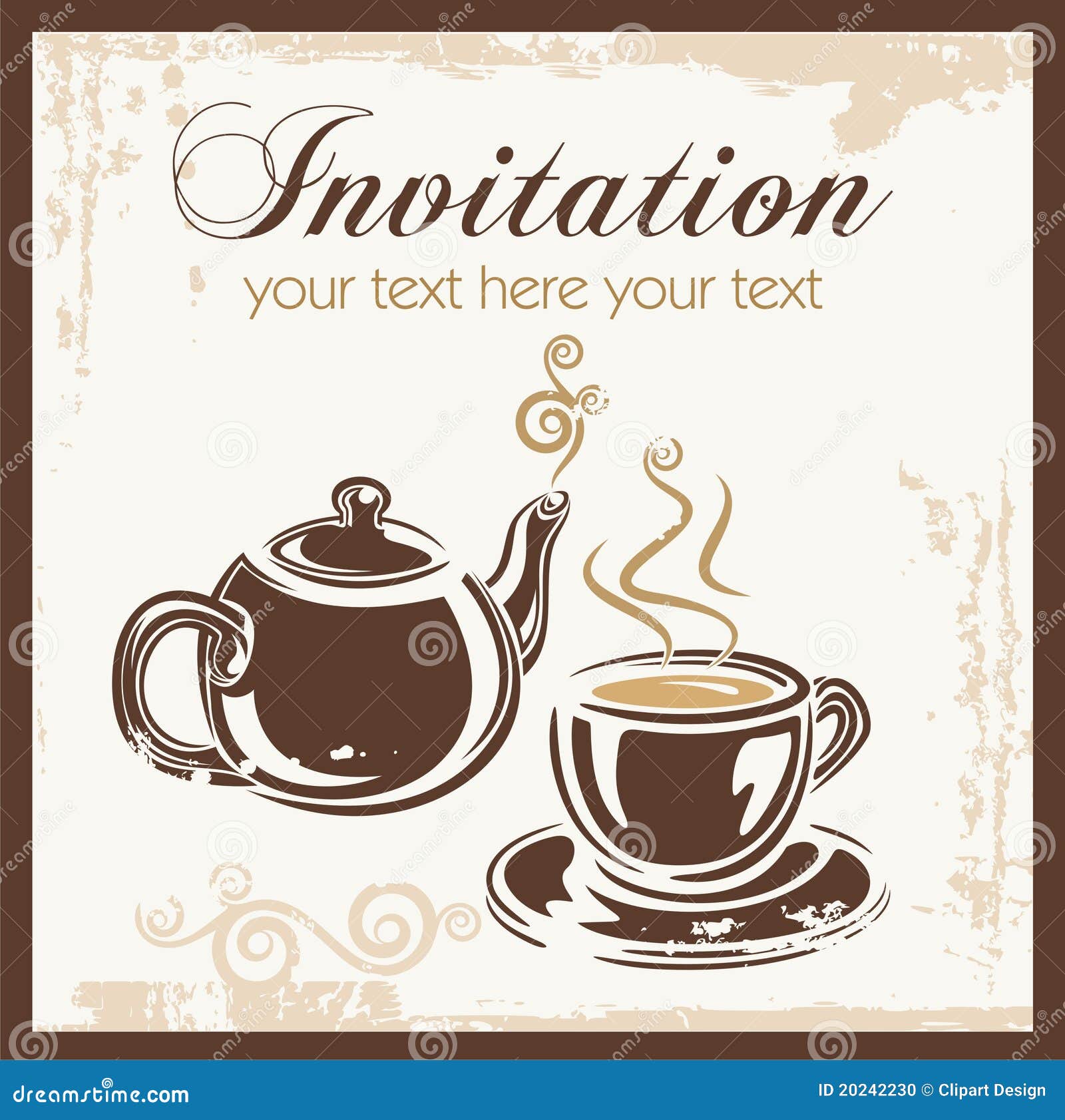 Tea time party invitation stock vector. Illustration of isolated - 20242230