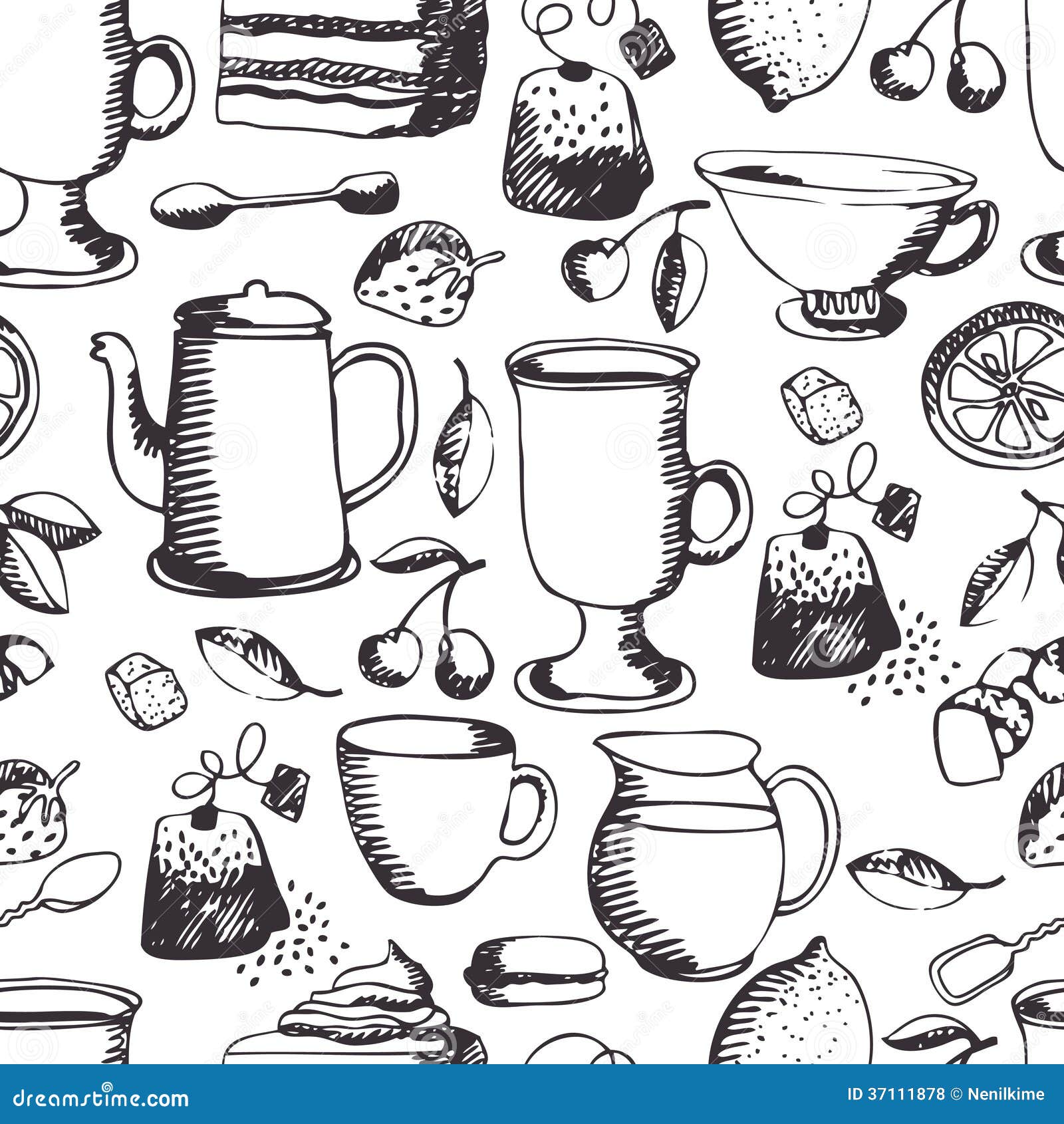 Tea time pattern stock vector. Illustration of chart - 37111878