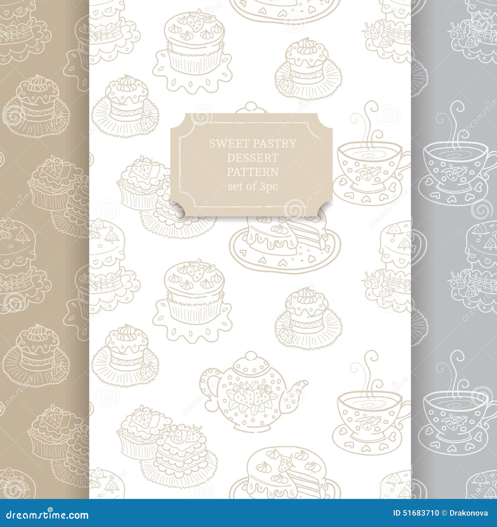 Tea time patterns set stock vector. Illustration of drink - 51683710