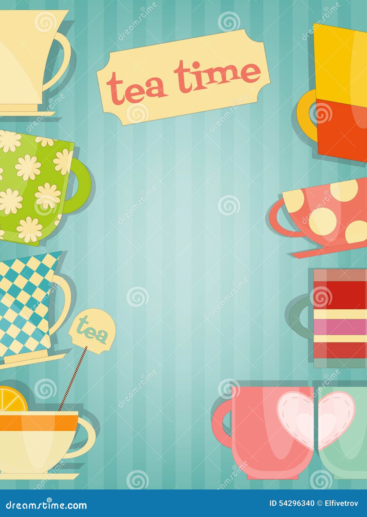 Tea Time stock vector. Illustration of cafe, party, poster - 54296340