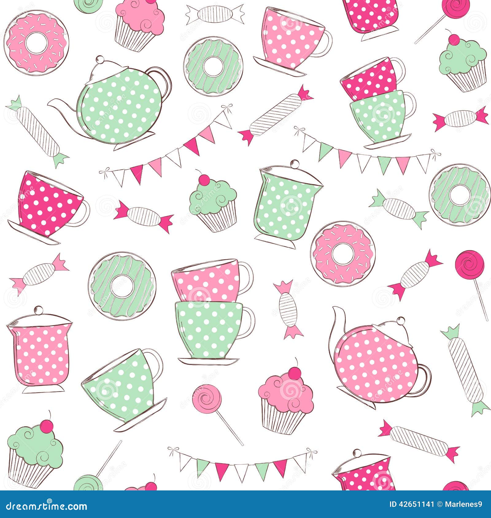 Tea time seamless pattern stock vector. Illustration of collection ...