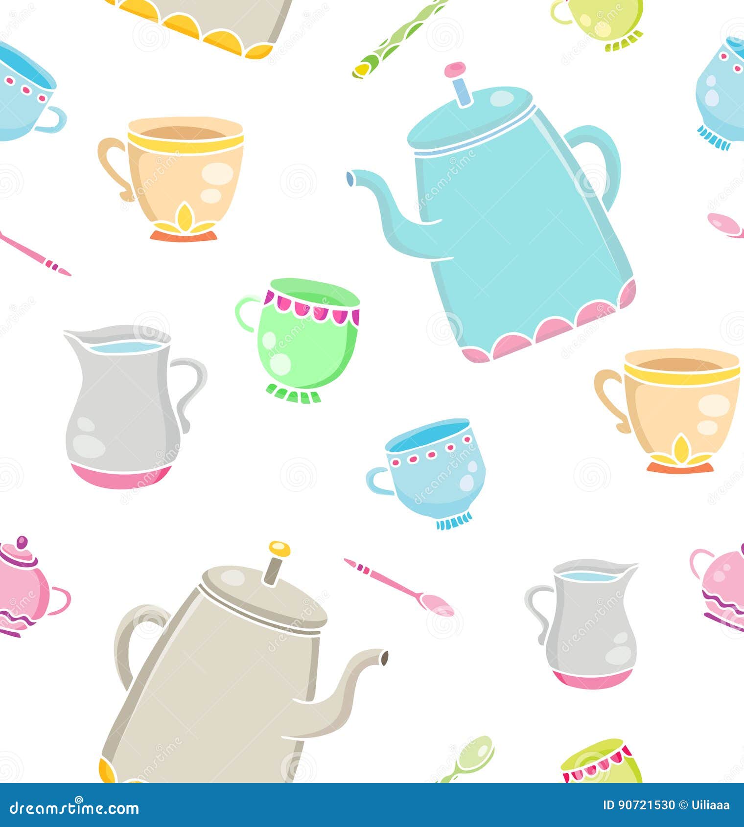 Tea Time Seamless Pattern for Design. Vector Illustration. Stock Vector ...