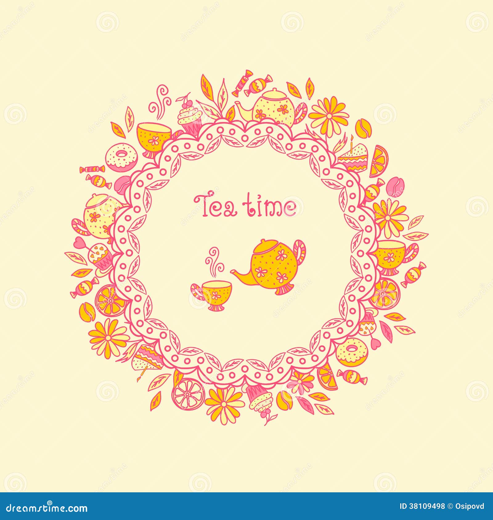 Tea Time. Set of Sweets, Tea Utensils, Coffee Stock Vector ...