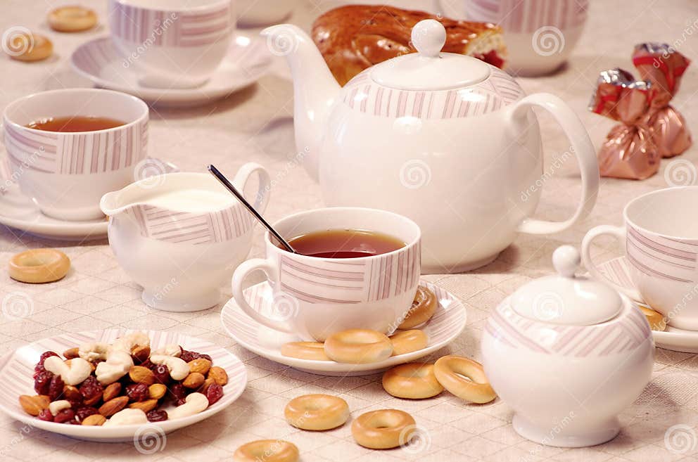 Tea Time with Sweet Cookies and Nuts Stock Photo - Image of eating ...