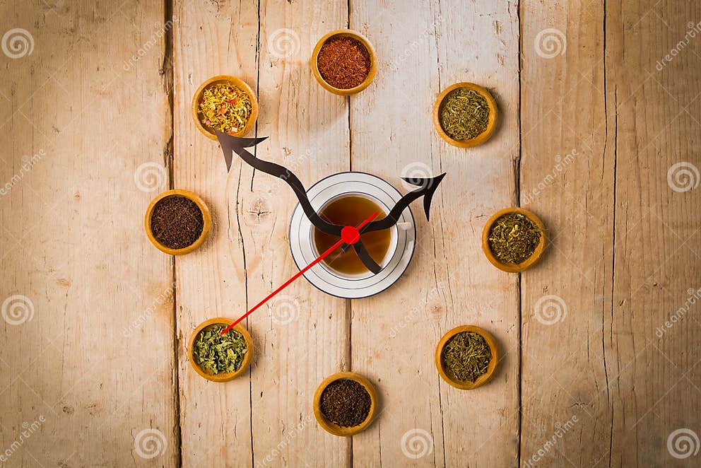 Tea time, teacup clock stock photo. Image of beverage - 83223418