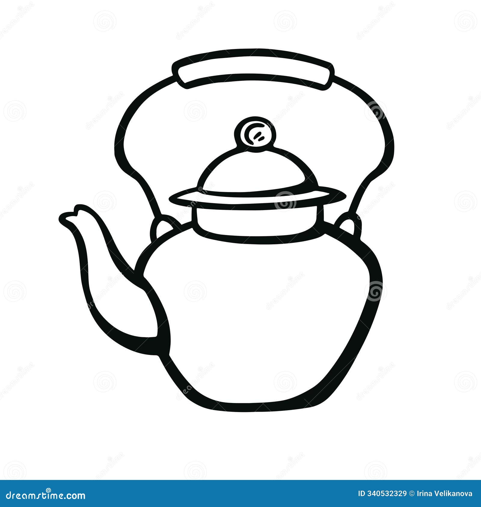 Teapot Coloring Page With Cups Of Tea And Lemon. Breakfast Still Life ...