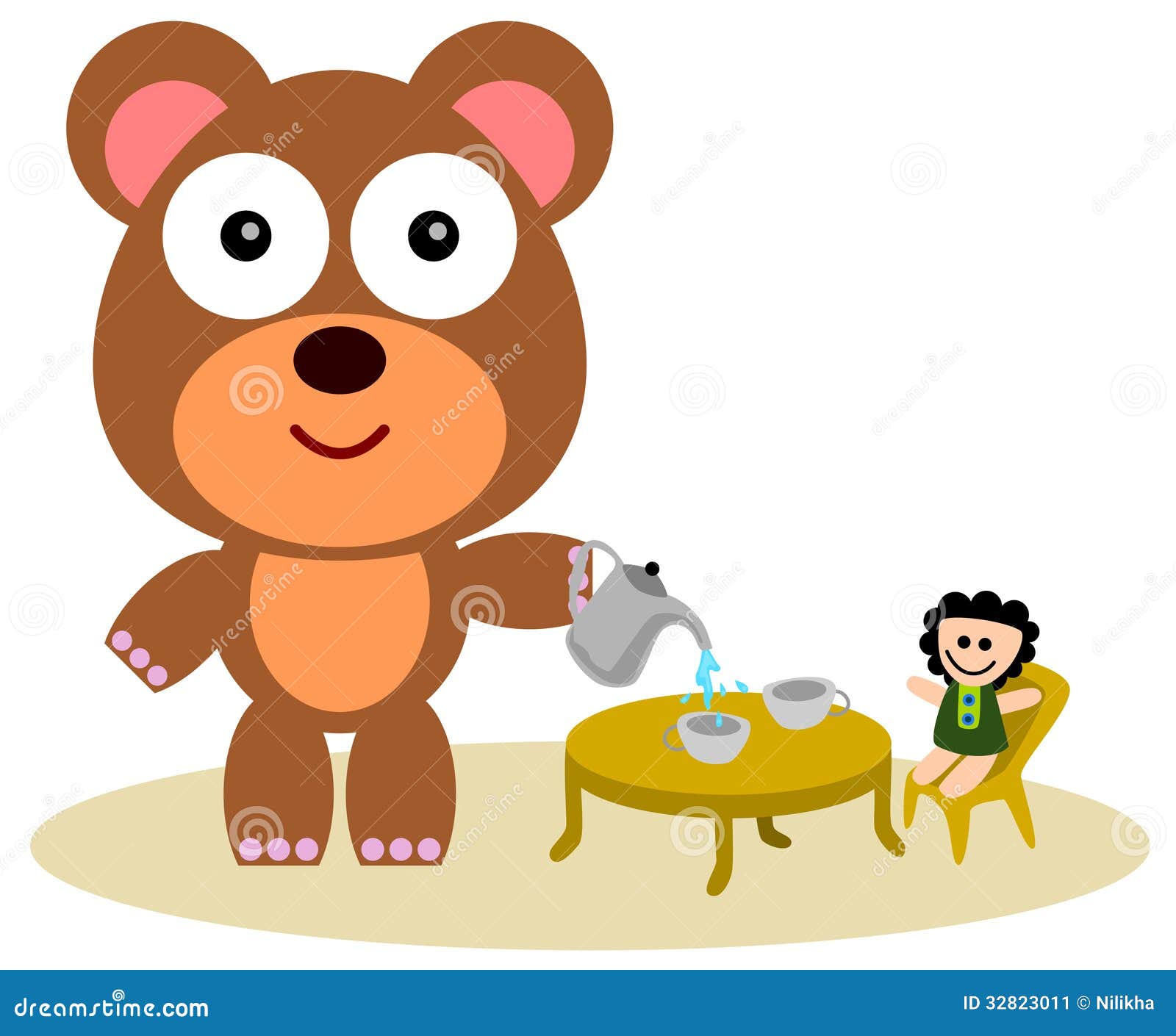 Tea time with teddy stock illustration. Illustration of doll - 32823011