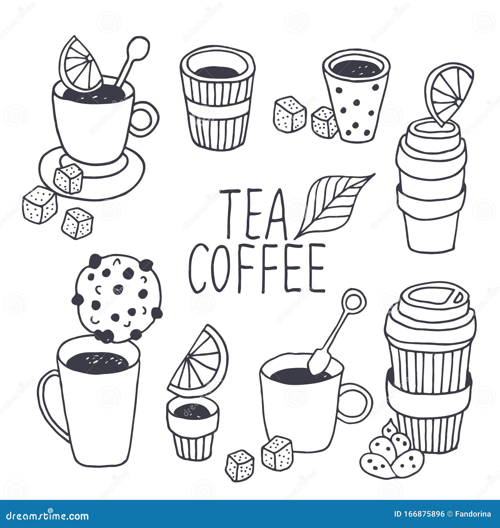 Tea Time Vector Collection, Coffee Break Background Stock Vector ...