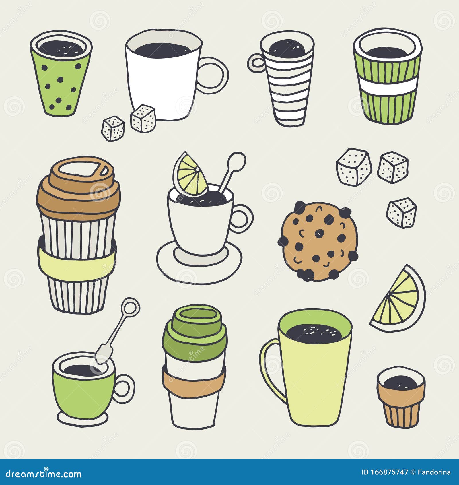 Tea Time Vector Collection, Coffee Break Background Stock Vector ...