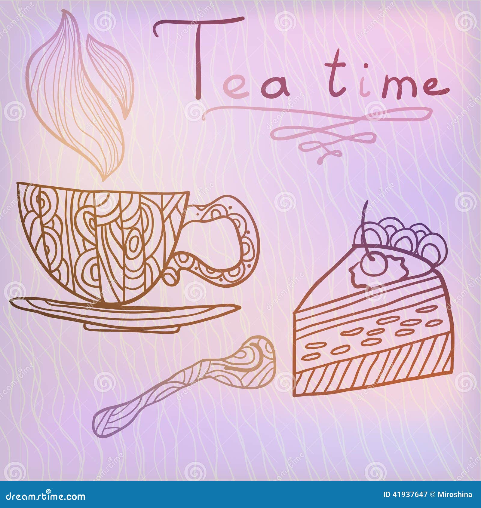 Tea Time Vector Illustration. Stock Vector - Illustration of taste ...