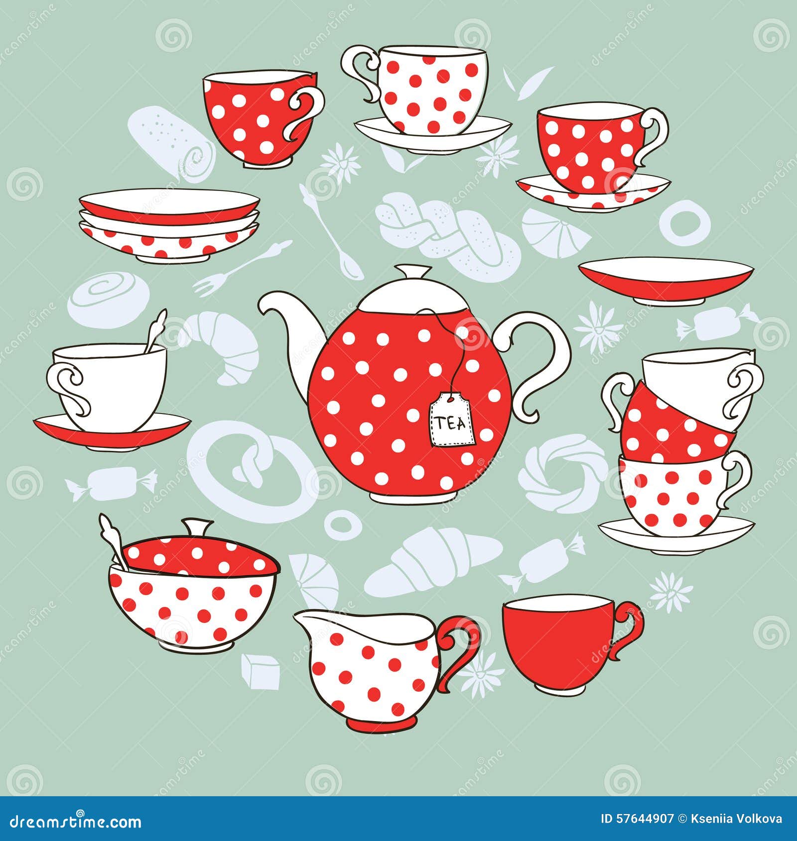 Tea time stock vector. Illustration of party, morning - 57644907