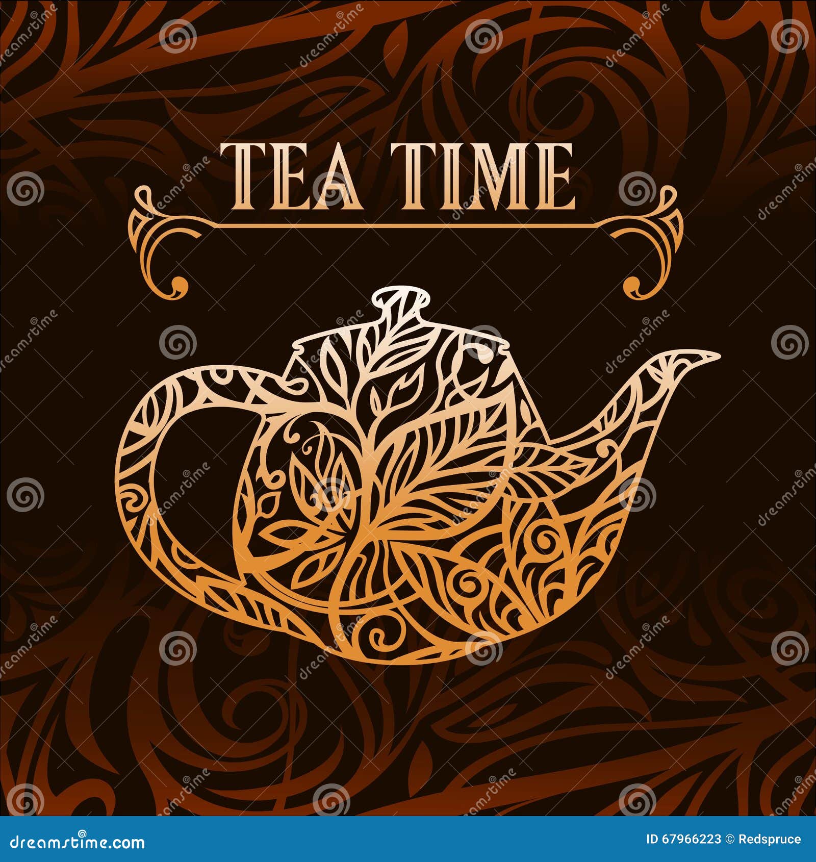 Tea time vector template stock vector. Illustration of decorative ...