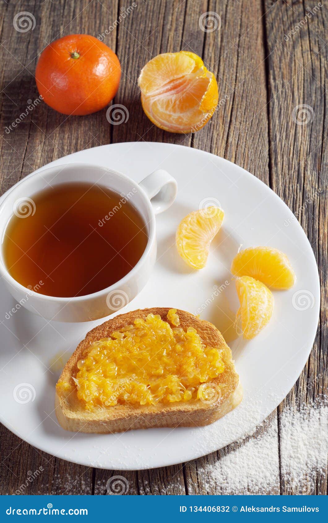 Tea and Toasted Bread with Tangerine Jam Stock Photo - Image of dessert ...