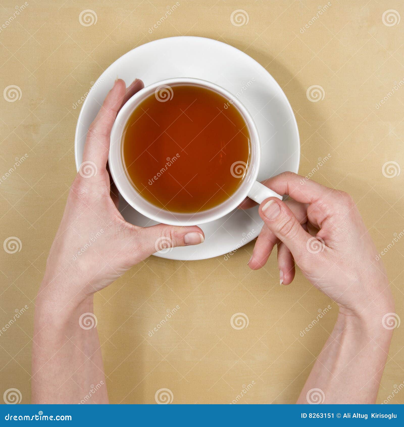 Tea-top View of Female Hands Holding a Cup of Tea Stock Image - Image ...
