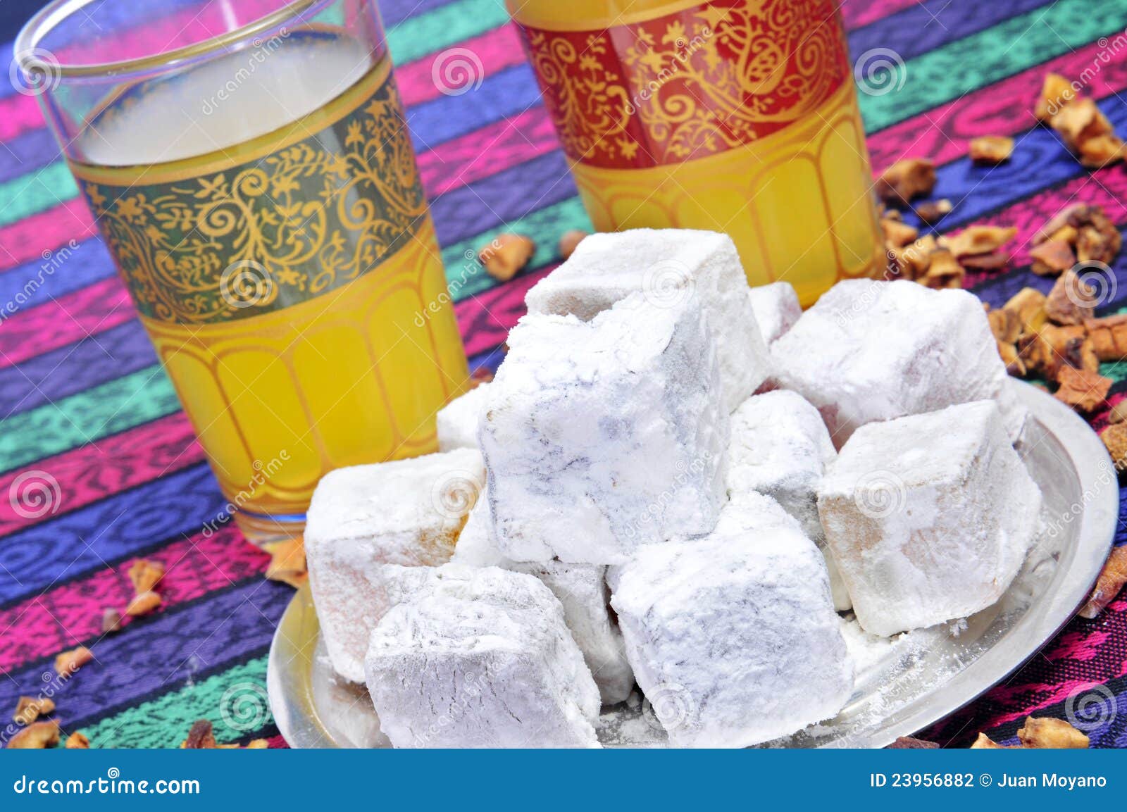 Tea and turkish delight stock photo. Image of confection - 23956882