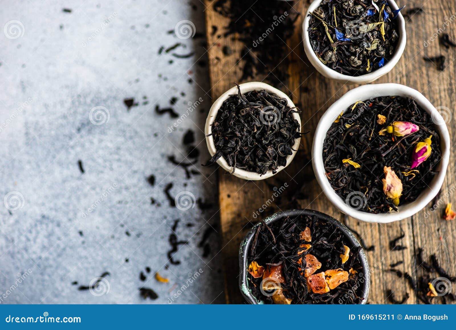Tea Varieties on Stone Background Stock Image - Image of time, rustic ...