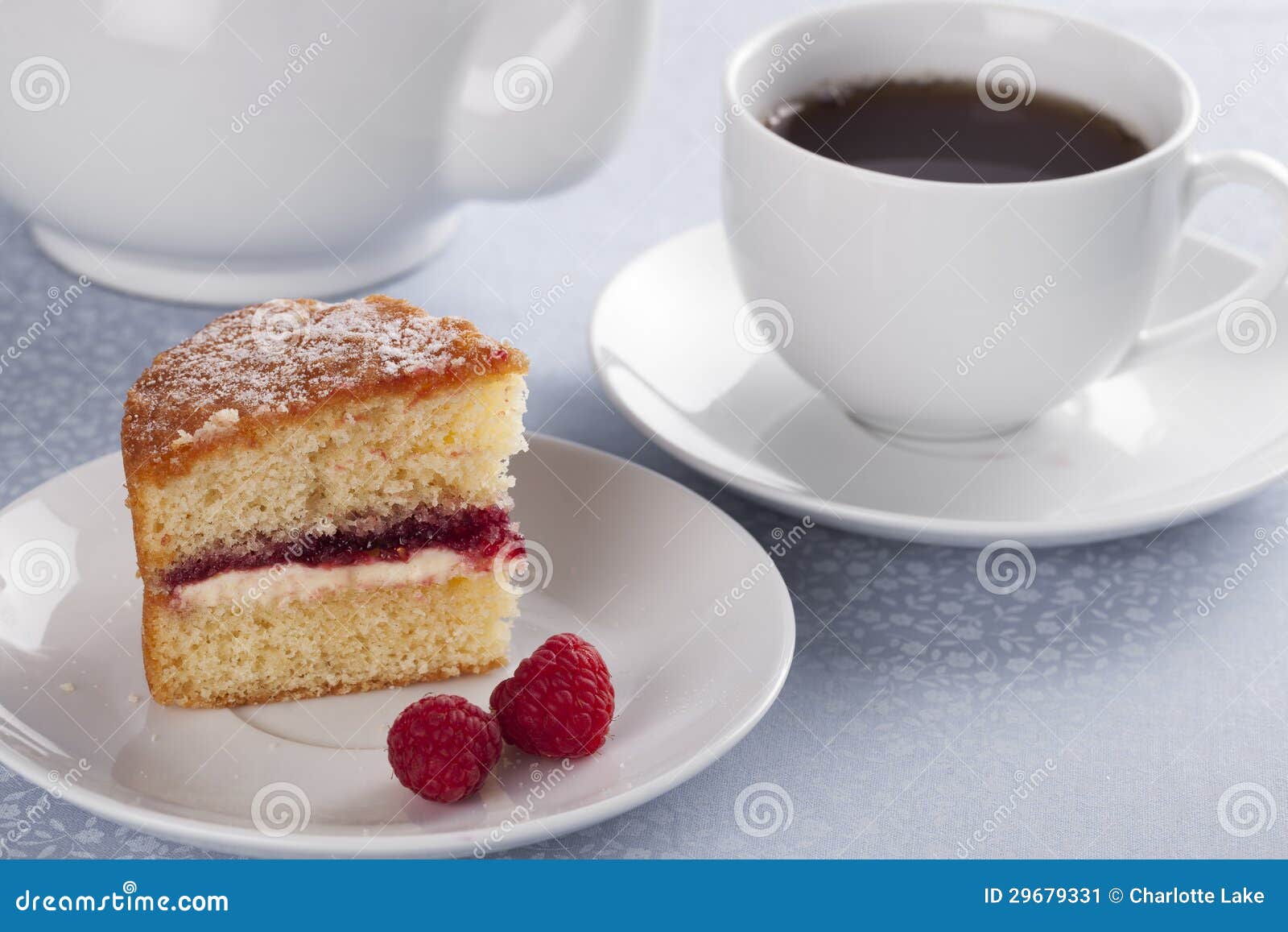 Tea and Victoria Sponge stock image. Image of beverage - 29679331