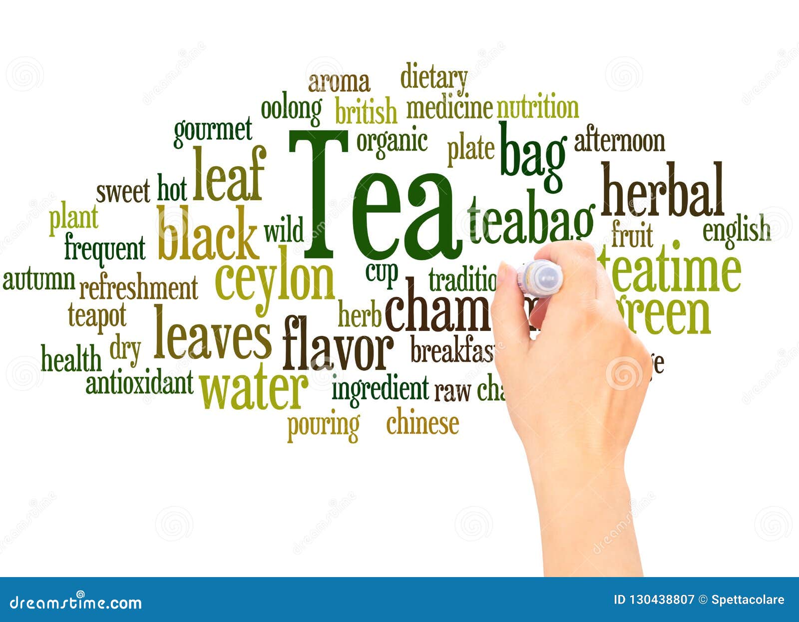 Tea Word Cloud Hand Writing Concept Stock Illustration - Illustration ...