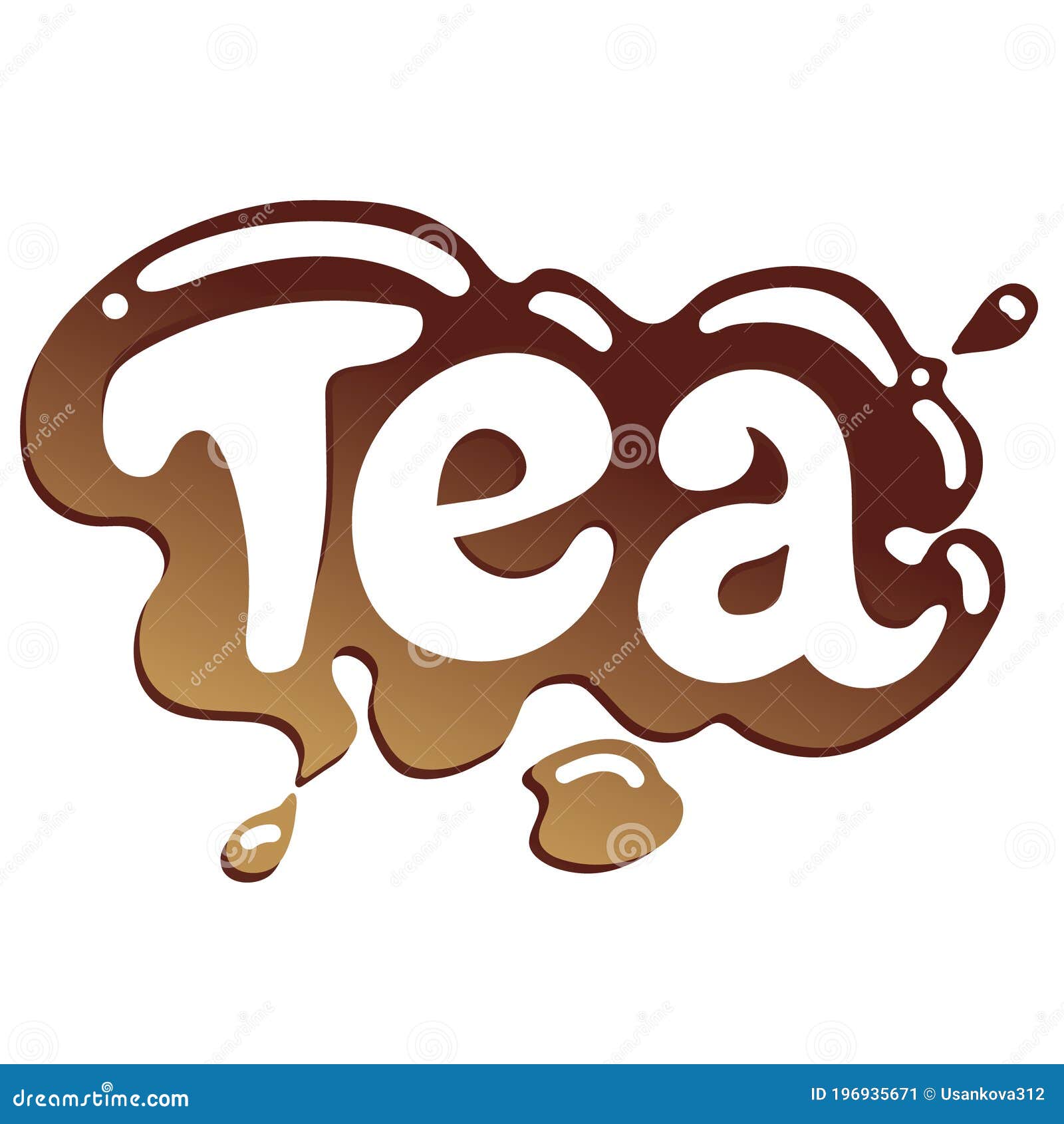 Tea Word Logo with Line. Silhouette, Spot, Blot of Spilled Tea Stock ...