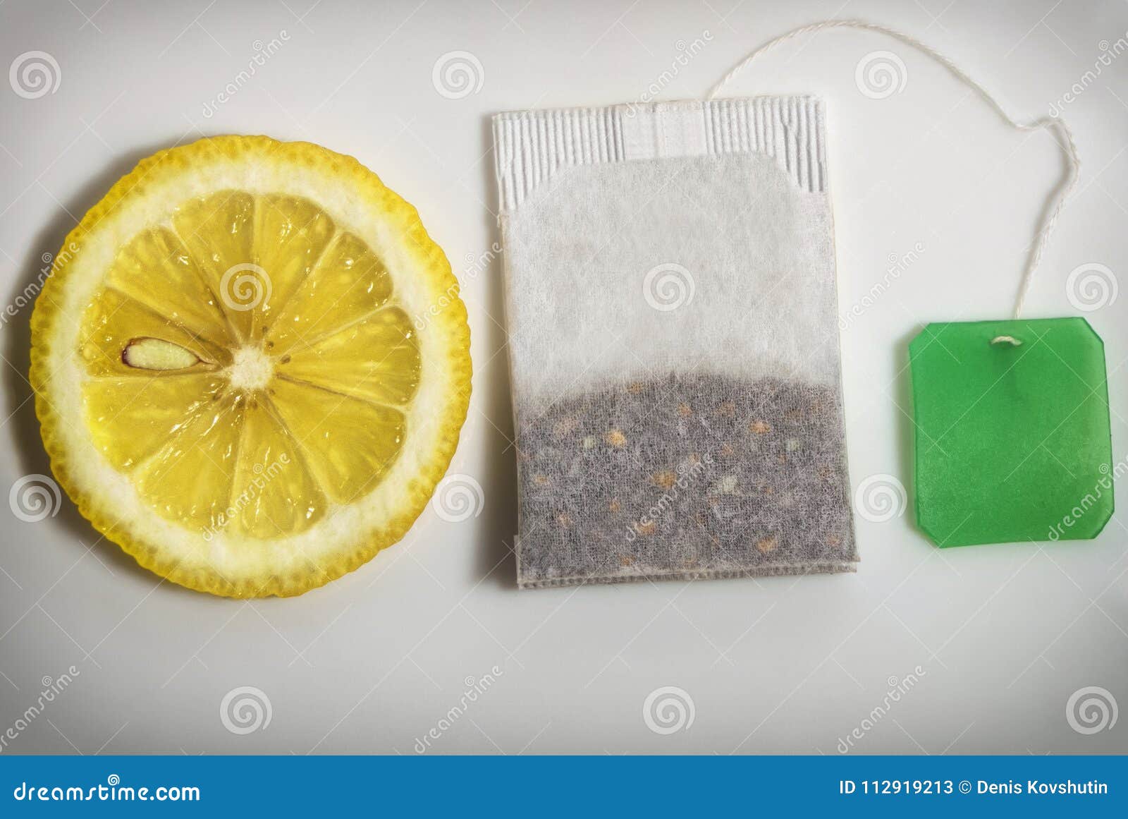 Teabag and Slice of Lemon of Close-up on a White Background and Ready ...