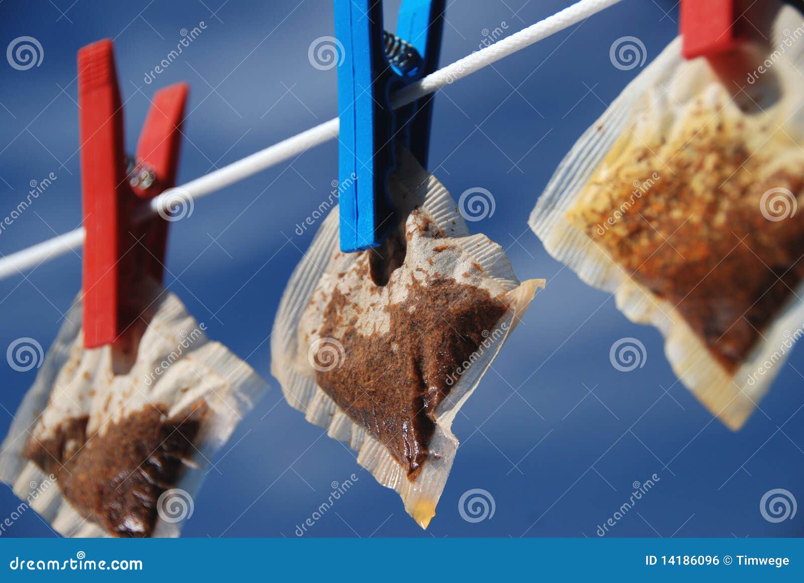 Teabags on a washing line stock photo. Image of conserve - 14186096