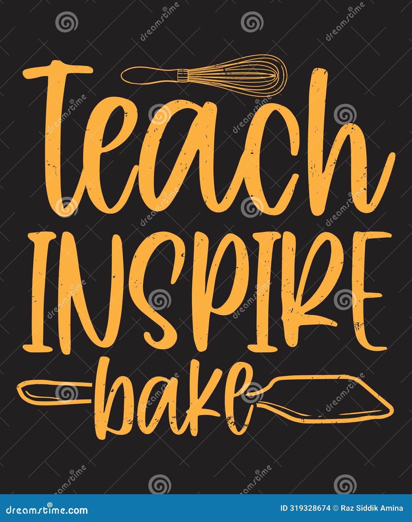 Teach Inspire Bake Bake T Shirt Design with Vector Stock Vector - Illustration of clip ...