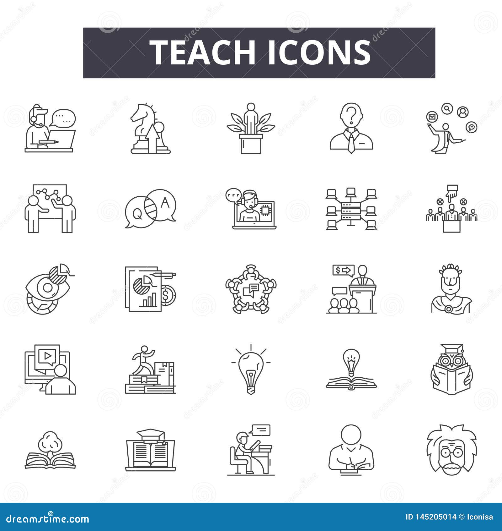 Teach Line Icons, Signs, Vector Set, Outline Illustration Concept Stock ...