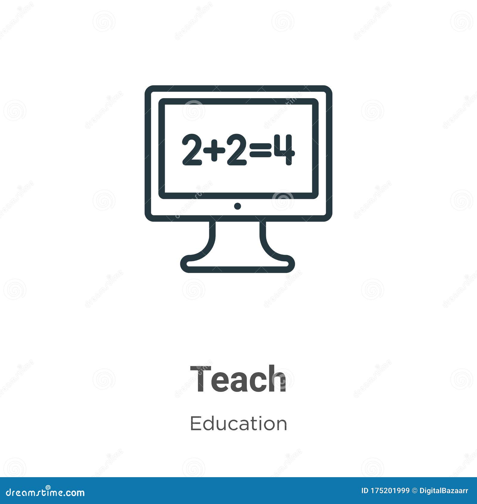 Teach Outline Vector Icon. Thin Line Black Teach Icon, Flat Vector ...