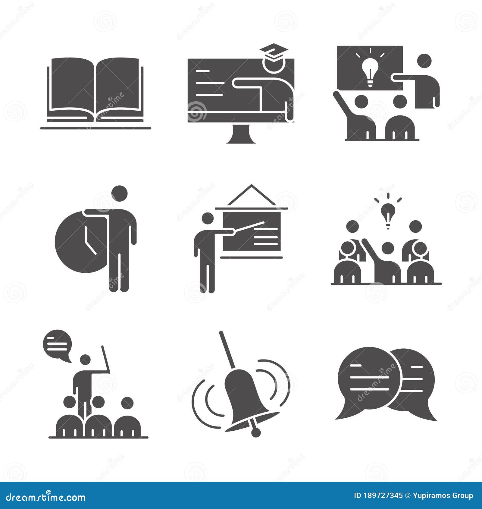 Teach School Education Learn Knowledge and Training Icons Set ...
